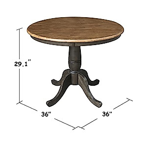 IC International Concepts Round Top Pedestal Dining Table, Hickory/Washed Coal