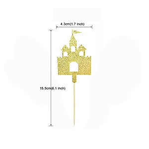 Morndew 24 PCS Glitter Princess Cupcake Toppers for Girl Theme Party Baby Shower Birthday Party Decorations