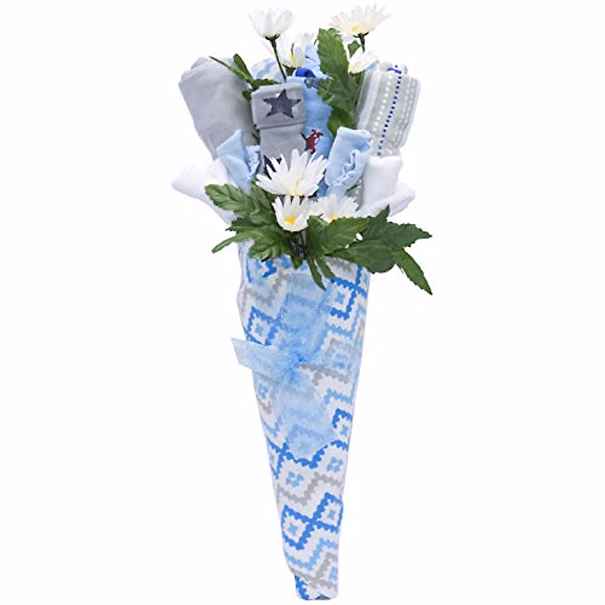 Baby Blossom Clothing Flower Bouquet, New Baby Boy Gift, Baby Clothing Arranged Like Celebration Flowers, Creative Unique Welcome Baby Gift for New Parents