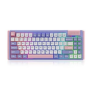 DUSTSILVER Wireless Keyboard Mechanical Gaming Keyboard Hot-swappable RGB Backlit Supports BT 5.0/2.4G Wireless/Wired 3 Modes Brown Switch 84 Keys Programmable Macro for Windows/MacOS Lilac
