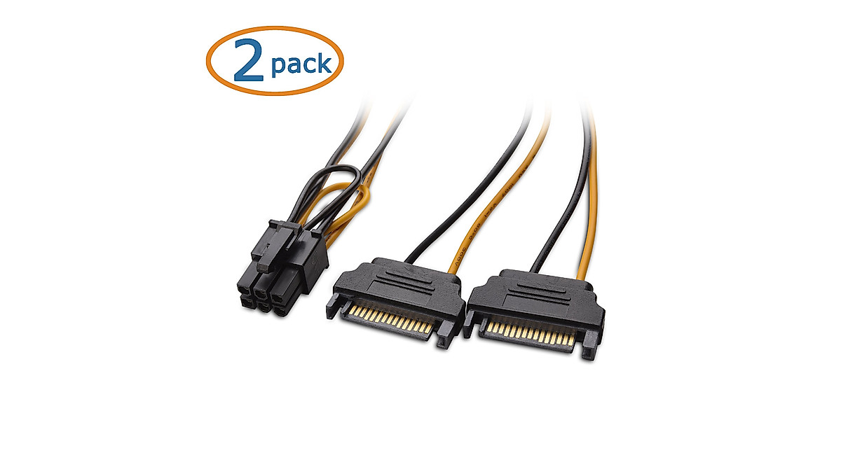 Cable Matters 2-Pack 6 Pin PCIe to Dual SATA Power Cable 4 Inches, 2X ...