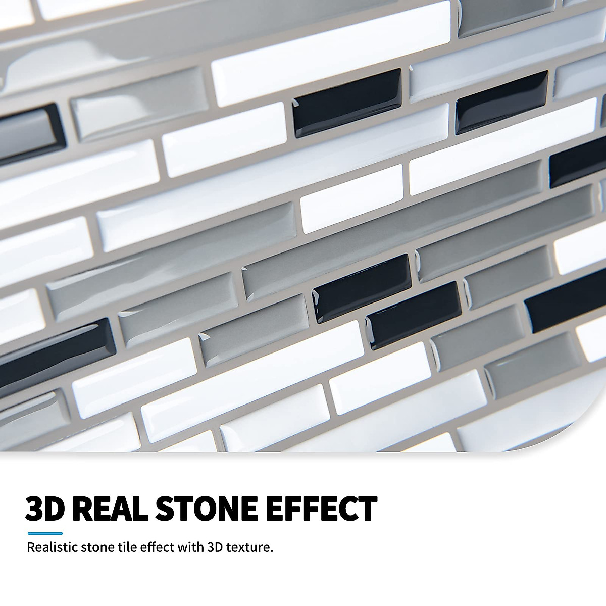 Art3d 12" x 12" Peel and Stick Tile Kitchen Backsplash Sticker Gray Brick (6 Tiles)