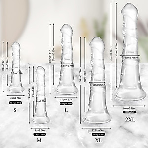 Realistic Anal Dildo for Women, Clear Horse Dildo G Spot Stimulation with Strong Suction Cup, Lifelike Jelly Dildo Vagina Sex Toy Penis Dildo Butt Plug for Female Men Masturbating (7.78in)