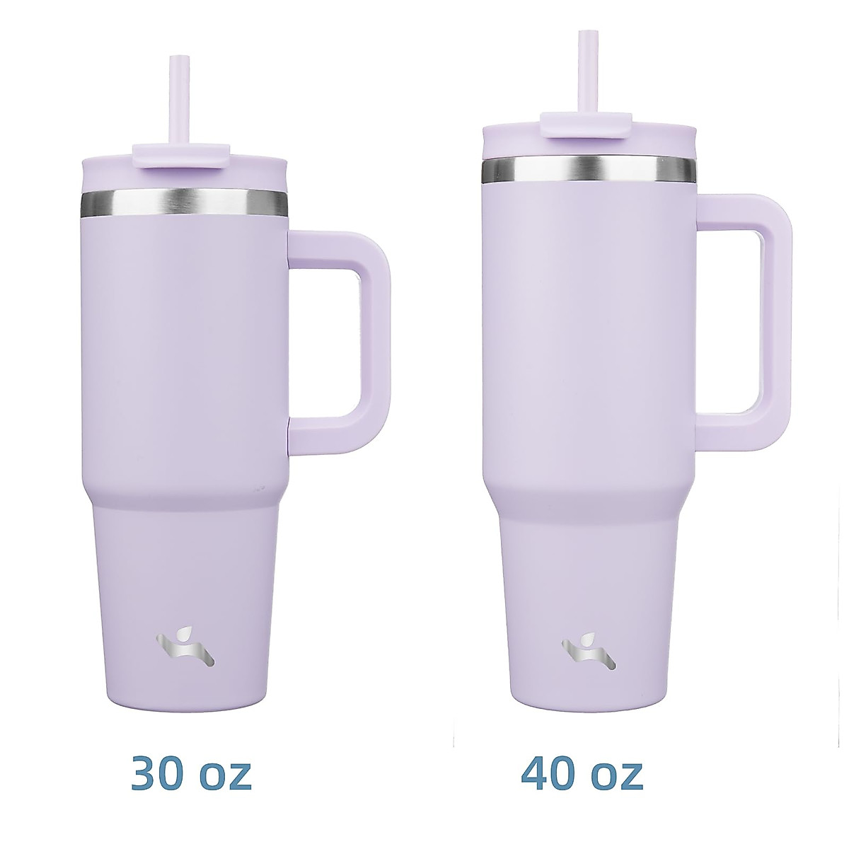 Konokyo 30 oz Tumbler with Handle and 2 Straws,2 in 1 Lid Insulated Water Bottle Stainless Steel Travel Coffee Mug,Wisteria