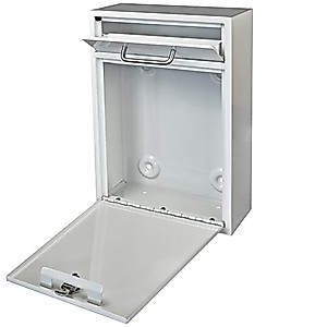 Mail Boss 7420 High Security Steel Locking Wall Mounted Mailbox - Office Drop Box - Comment Box - Letter Box - Deposit Box, Alpine White