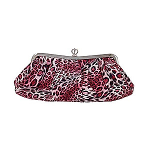 JNB Synthetic Leopard Print Clutch, Pink