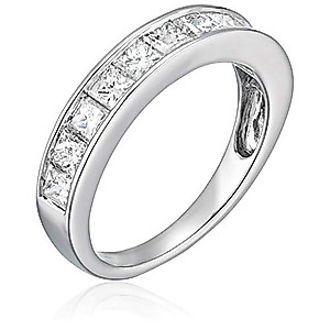VIR JEWELS 2 cttw Diamond Wedding Band for Women, Princess Cut Diamond Wedding Band in 14K White Gold Channel Set, Size 7