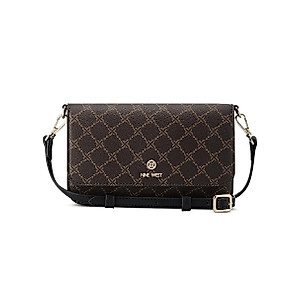 Nine West linnette Phone Wallet on a String, Brown Black Logo