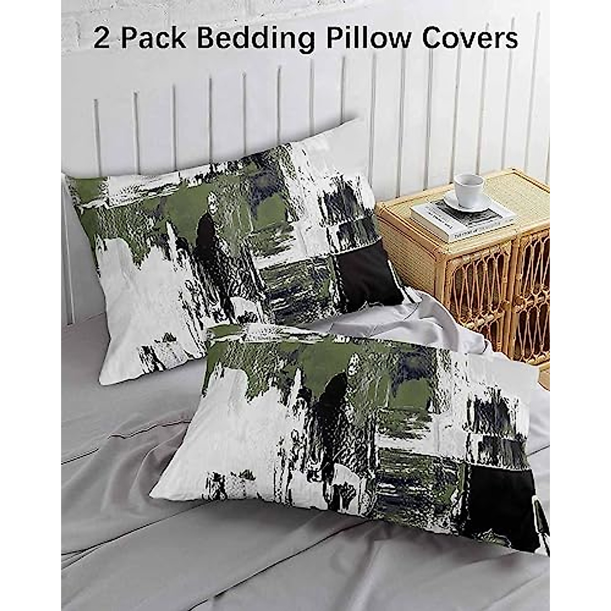 Turquoise Pillow Covers King Standard Set of 2 Bed Pillow, Watercolor White Modern Oil Painting Abstract Art Plush Soft Comfort for Hair/ Skin Cooling Pillowcases with Envelop Closure 20''x36''