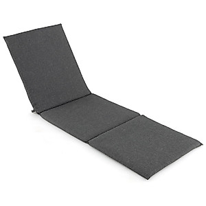 HAPPYGRILL Outdoor Chaise Lounge Cushion, Patio Furniture Pad with Hook & Loop Fastener Fixing Straps, Folding Cushion for Reclining Lounger for Outside, 72 x 23 Inches, Dark Gray