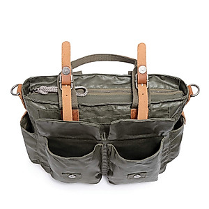 TSD Brand Urban Light Coated Canvas Tote Bag (ARMYGREEN)