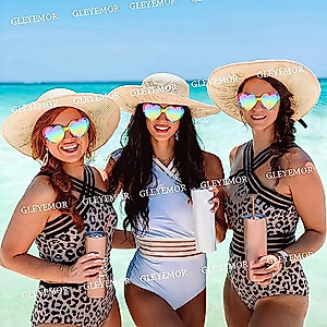 Gleyemor Polarized Heart Shaped Sunglasses for Women Trendy Glasses Fashion Accessories (Rainbow/Rainbow Mirror)