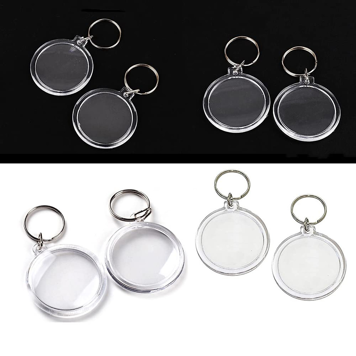 25PCS Clear Round Acrylic Photo Keychains Round Blank Insert Photo Picture Frame Split Ring Keychain Snap In Round Photo Keychrings Wallet Friendly Key Ring for Women Men 1.4 x 1.4 Inch Inner Diameter