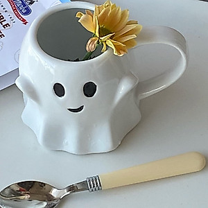 TOKZON Ghost Mug, Halloween Coffee Mug, Cute Ghost Coffee Mug, Ghost Halloween Ceramic Coffee Mug, 14 Fl Oz (1pcs)