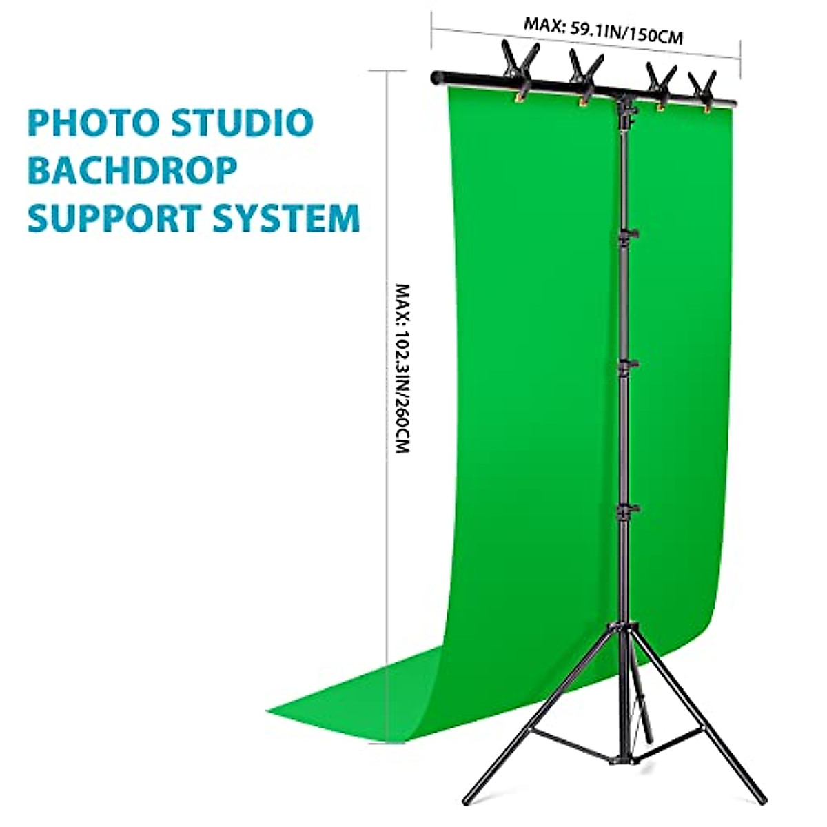 Hpusn 8.5 x 5 ft Backdrop Stand: Photo Video Studio Adjustable Backdrop Stand for Parties, Wedding, Photography, Advertising Display