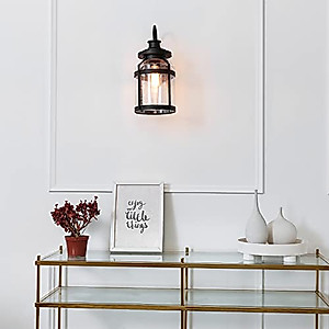 Globe Electric 44791 Apollo 1-Light Outdoor Wall Sconce, Bronze, Seeded Glass Shade, Brown, Bulb Not Included