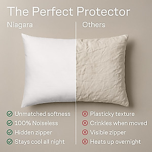 Niagara 4 Pack Pillow Protectors Cases Covers Standard 20x26 Zippered Set White Soft Brushed Microfiber Reduces Respiratory Irritation Physical Threapy Clinics Hotels (4 Pack Standard)