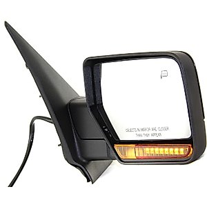 Kool Vue Mirror Set of 2 Compatible with 2007-2011 Ford Expedition Driver & Passenger Side In-housing Signal Light, Manual Folding, Heated, With memory, Textured Black, With Puddle Light, Power Glass