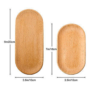 Wooden Serving Trays, 2 Pcs 9 in 7 in Charcuterie Boards Salad Plates Oval Shaped Wood Plates Cheese Fruit Tableware Decorative Tray for Wine, Cake, Crackers, Brie and Meat Large, Thick Wooden Fancy