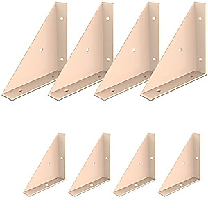 Corner Brackets Corner Braces 8Pcs Thickened Three Sided Fixed Corner Bed Desk Wardrobe Rack Left and Right Symmetrical Corners(Beige)