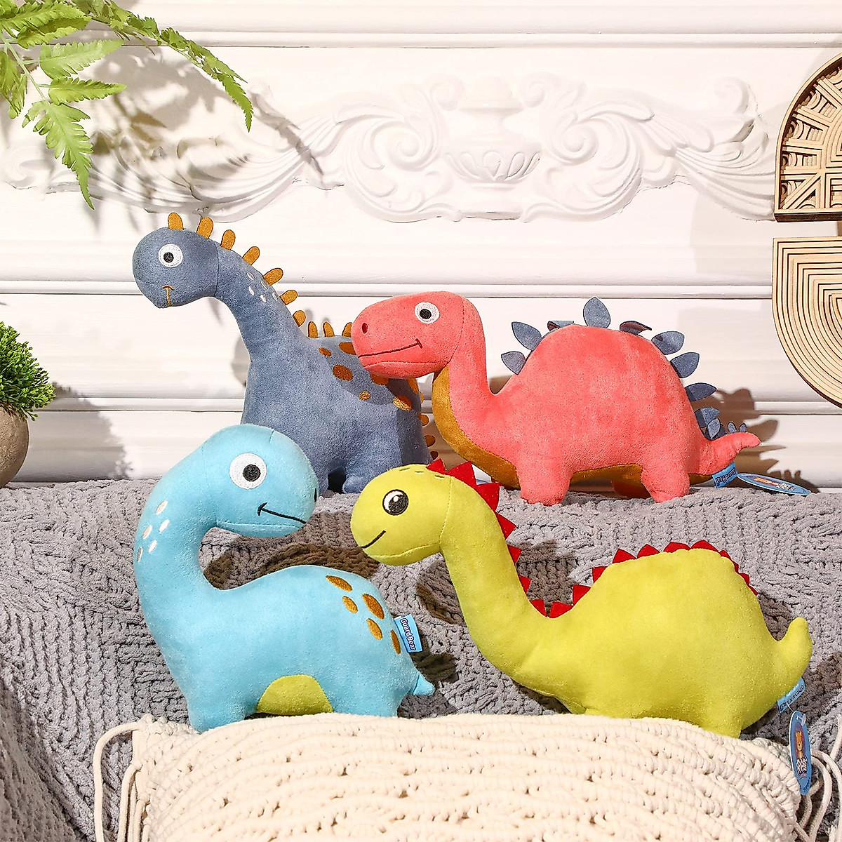 4 Packs Dinosaur Stuffed Animal Cute Dinosaur 9 Inch Dinosaur Plush Toys Adorable Soft Dinosaur Toy for Kids Baby Birthday Party Favors