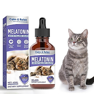 Atrilly Cat Melatonin, Melatonin for Cats, Natural Cat Calming Drops, Anxiety & Stress Relief, Promote Relaxation & Deep Sleep for Cat & Dog, 60ml, Purple