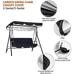 BTURYT Swing Canopy Replacement Cover, Waterproof Canopy Top Cover for 2/3 Seater Swing Chair Awning Swing Cover for Outdoor Garden Patio Yard,(top Cover only)