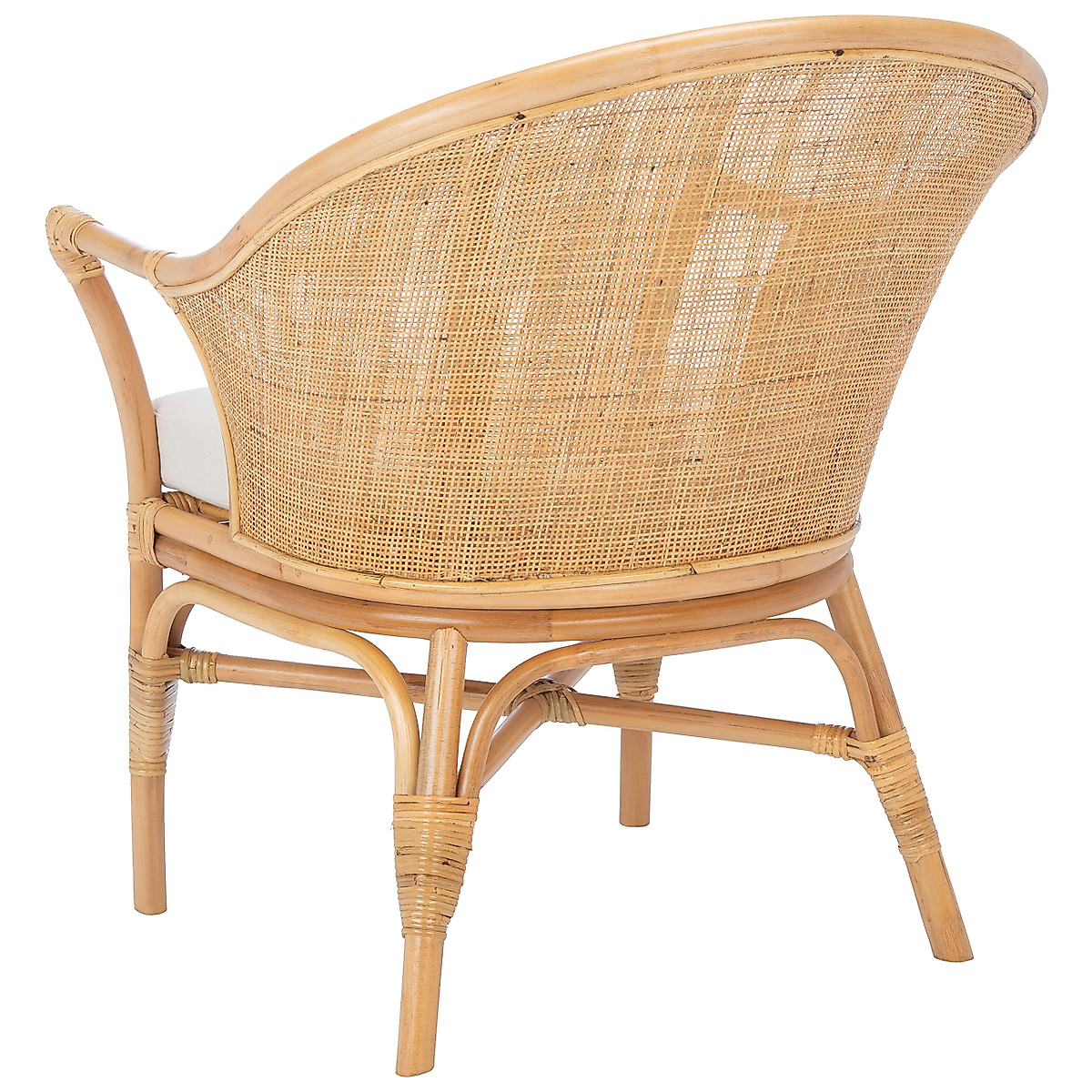 Safavieh Home Collection Dustin Rattan Cushion Accent Chair, 0, Natural/White