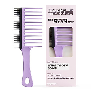 Tangle Teezer The Wide Tooth Comb for Curly Hair, Double-Sided Detangling Comb for All Hair Types, Wet and Dry Detangling, Lilac