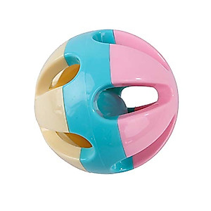 POPETPOP 2Pcs Bird Bell-Dog Ball with Bell Pet Parrot Toy Colorful Birds Ball with Bell for Budgie Cockatiel Rabbit Cat Dog