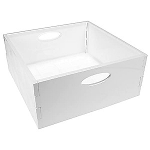 Ginsey Home Solutions Home+Solutions Plastic and Bamboo White Medium Crystal Bin - Multipurpose Storage Container (81521)