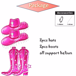 Cowgirl boot balloons, pink cowgirl cowboy hat balloon,western cowgirl balloons birthday party decoration,pink cowgirl cowboy last rodeo bachelorette party decoration