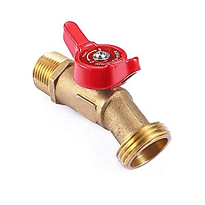 LitOrange 1 PCS Heavy Duty Brass Hose 90 Degree Elbow Stop Valve Hose Bibb Boiler Drain 3/4" Male NPT Inlet ×3/4" Male GHT Threaded Garden Hose Connector Adapter Water Shut-Off Valve Faucet