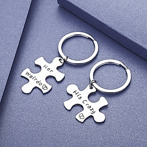 CJ&M Stainless Steel His Crazy Her Weirdo Couples Keychains Set,Personalized Couples Jewelry,Gift for Boyfriend Girlfriend