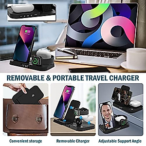 Wireless Charging Station, SLITINTO 3 in 1 Wireless Charger Stand for iPhone 14/13/12 Pro Max/XR/XS, Wireless Charging Dock Pad for Apple Watch 8/7/6/5/4/3/2/SE, AirPods 3/2/Pro