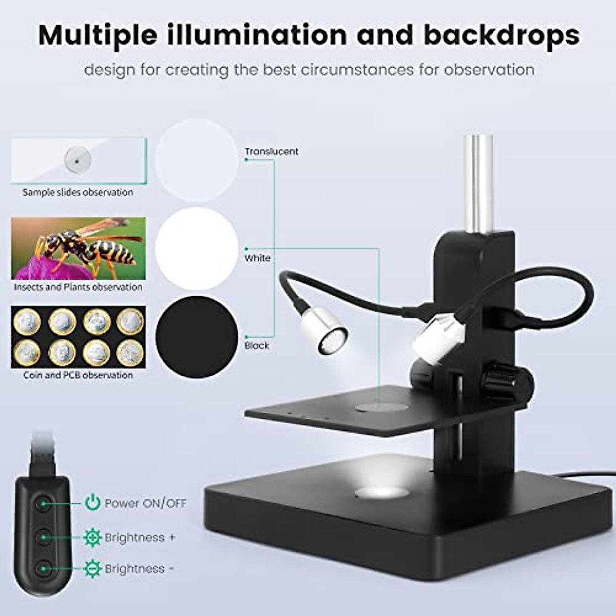 JOYALENS JL249PS 3 Lenses 10 Inch HDMI LCD Digital Microscope, UHD 4000× 24MP Biological Microscope with Prepared Slides, Coin Microscope for Full-Size Coins Error Coins, PC/TV Compatible, 32G Card