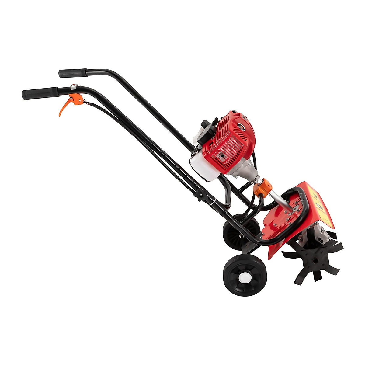 Mini Tiller Cultivator 52CC 2-Stroke Gas Powered Rototiller Hand Rotary Cultivator Lightweight Tiller Garden Tool for Lawn, Digging, Weed Removal, Soil Cultivation