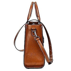 ROUROU Genuine Leather Tote Bag for Women Top Handle Crossbody Bag Hobo Handbag Large Capacity Shoulder Bag Purse
