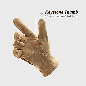 HLDD HANDLANDY Kids Leather Work Gloves, 2 Pairs Kids Gardening Gloves, Children Cowhide Garden Gloves for Age 2-9 Girls Boys (Medium (Age 4-6), Brown)