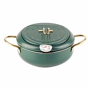 BORDSTRACT Deep Fryer Pot, Japanese Stainless Steel Frying Pot with Thermometer, Lid, and Oil Drip Drainer Rack, for Induction, French Fries, Chicken Wings and Shrimp