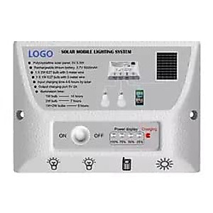 Home Solar Lighting System Mini Kit with Mobile Phone Charging Capability USB Charger for Home- for Camping- for RV 5W 5V (Includes 2 Low Watt Light Bulbs)