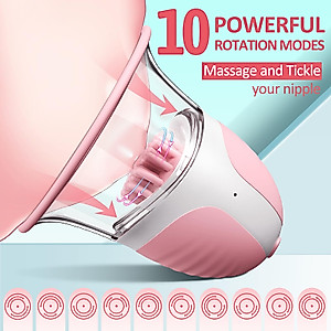 Nipple Toy Clamps, Strong Sucking Stimulator Massager with 10 Vibrator Rotation Modes, Rechargeable Adult Sex Toys for Women Couples Pleasure
