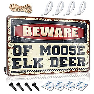 Dsoluuing Man Cave Signs and Decor Beware of Moose Elk Deer Sign Metal Bar Signs Funny Signs (Size : 20X30CM)