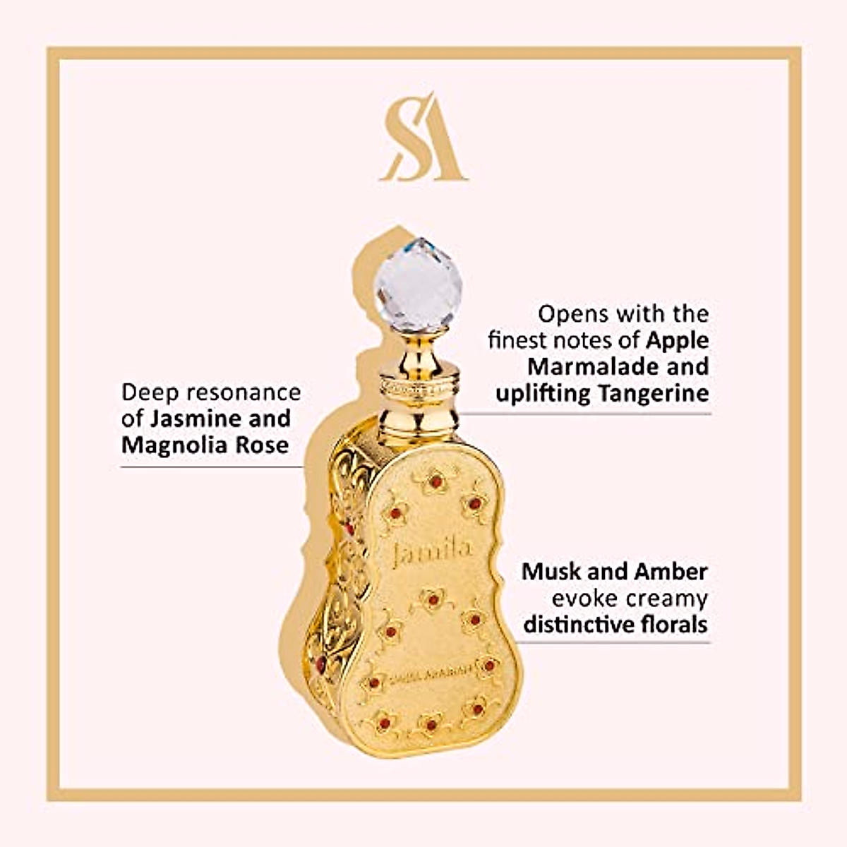 Swiss Arabian Jamila - Luxury Products From Dubai - Long Lasting And Addictive Personal Perfume Oil Fragrance - A Seductive, Signature Aroma - The Luxurious Scent Of Arabia - 0.5 Oz