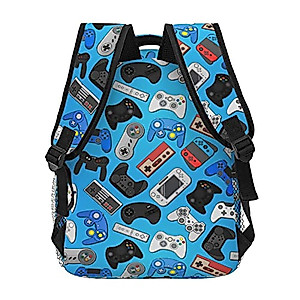 Fiokroo Video Game Controller Background Backpack School Bag For Students Teens Men Women Gaming Theme Laptop Backpacks Travel Daypack Bag With Multiple Pockets