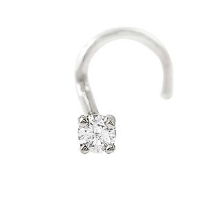 Solid 14Kt Gold Moissanite Stud Nose Ring - 22G Nose Screw Stud - Twisted Nose Ring - April Birthstone Nose Stud-NSWG-MNT2