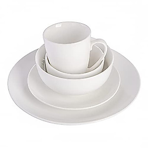 Gibson Home Zen Buffet Porcelain Dinnerware Set, Service for 6 (30pcs), White (Coupe)