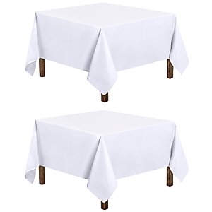 Utopia Kitchen Square Table Cloth 2 Pack [54x54 Inches, White] Tablecloth Machine Washable Fabric Polyester Table Cover for Dining, Buffet Parties, Picnic, Events, Weddings and Restaurants