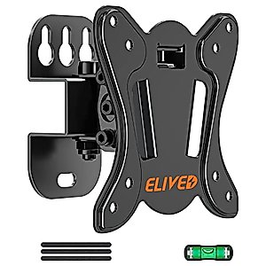 ELIVED TV Wall Mount Small Monitor Mount Bracket with Adjustable Tilt Swivel for Most 13-30 Inch LED LCD OLED TVs, Single Stud Perfect Center Design, VESA Size Up to 100x100mm and Holds up to 33 lbs