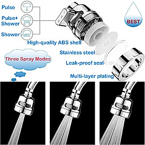 Faucet Extender for Kitchen Sink, Faucet Sprayer Attachment Kitchen Faucet Aerator Head 360° Rotatable Anti-Splash Faucet Nozzle Head Replacement Booster Shower and Water Saving Tap for Kitchen